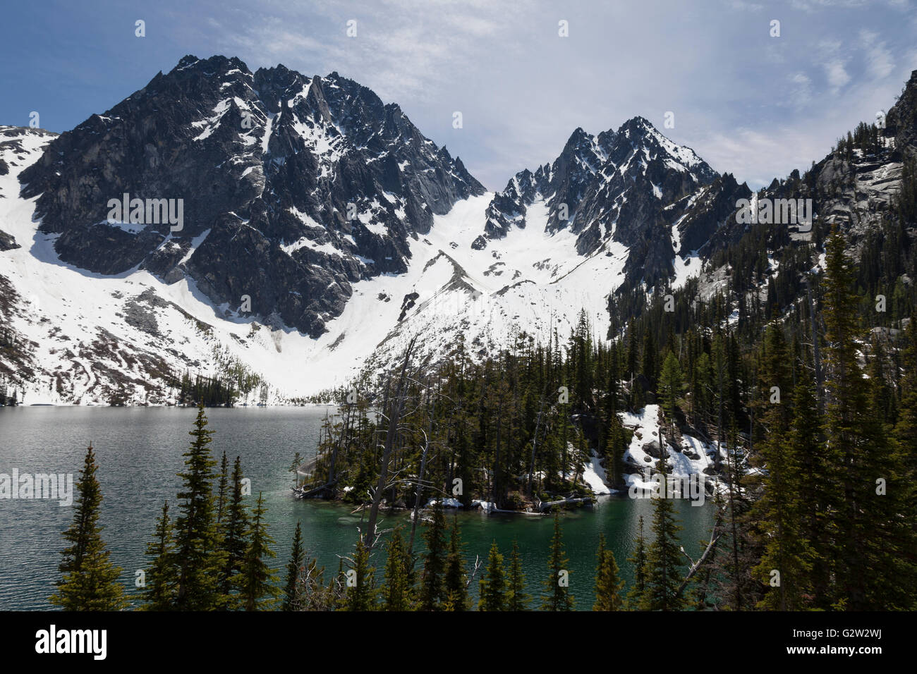 Alpine Lakes Wilderness, Washington: Colchuck Lake with Dragontail and ...