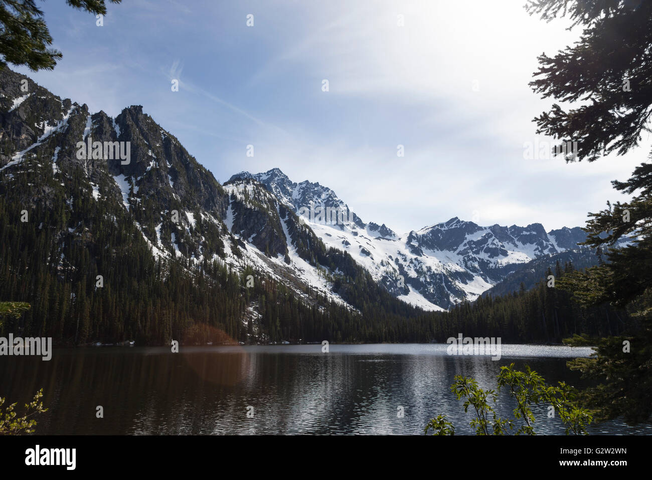 Alpine Lakes Wilderness, Washington: Lake Stuart with the Stuart Range ...