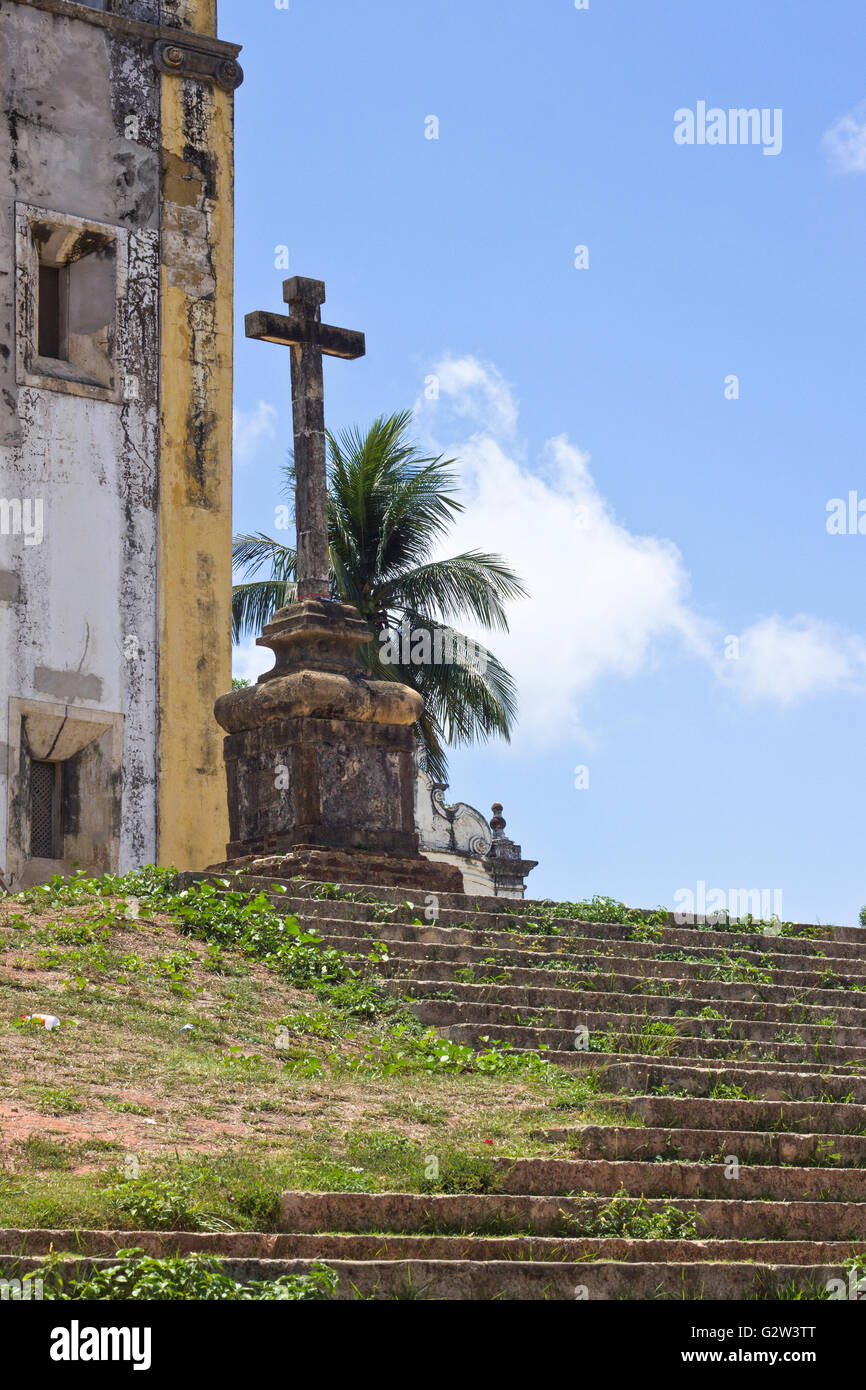 Detail of a cross from an ancient church in Olinda, Recife, Brazil with ...