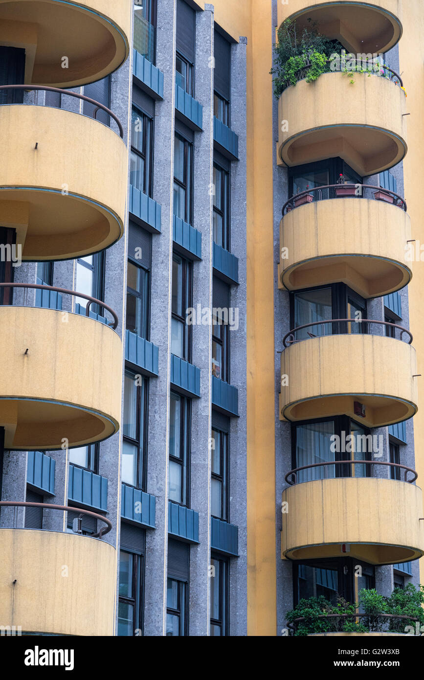 Modern residential building in Milan (Lombardy, Italy), along via ...