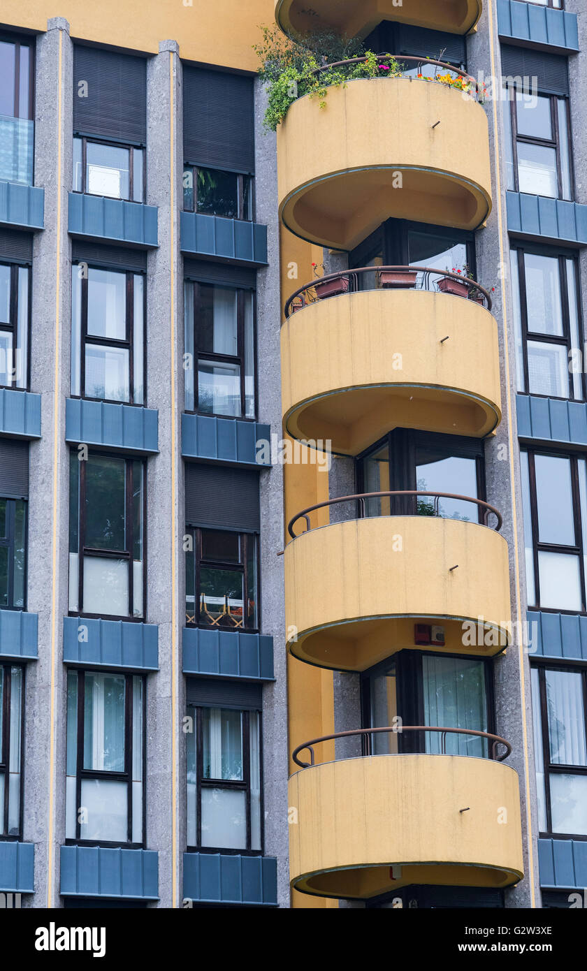 Modern residential building in Milan (Lombardy, Italy), along via ...