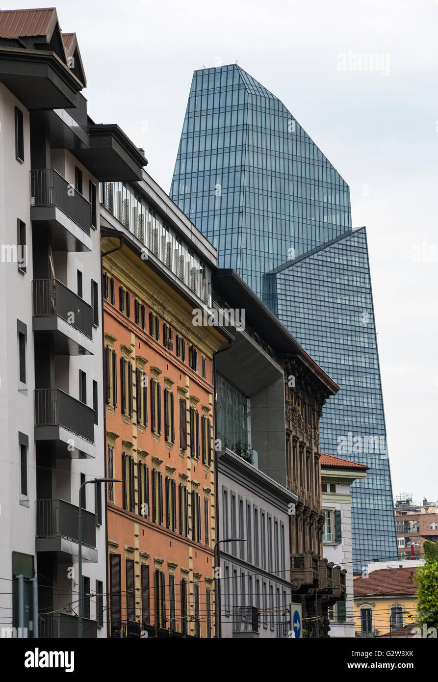 Milan (Lombardy, Italy) - old and modern buildings near the Gae Aulenti ...
