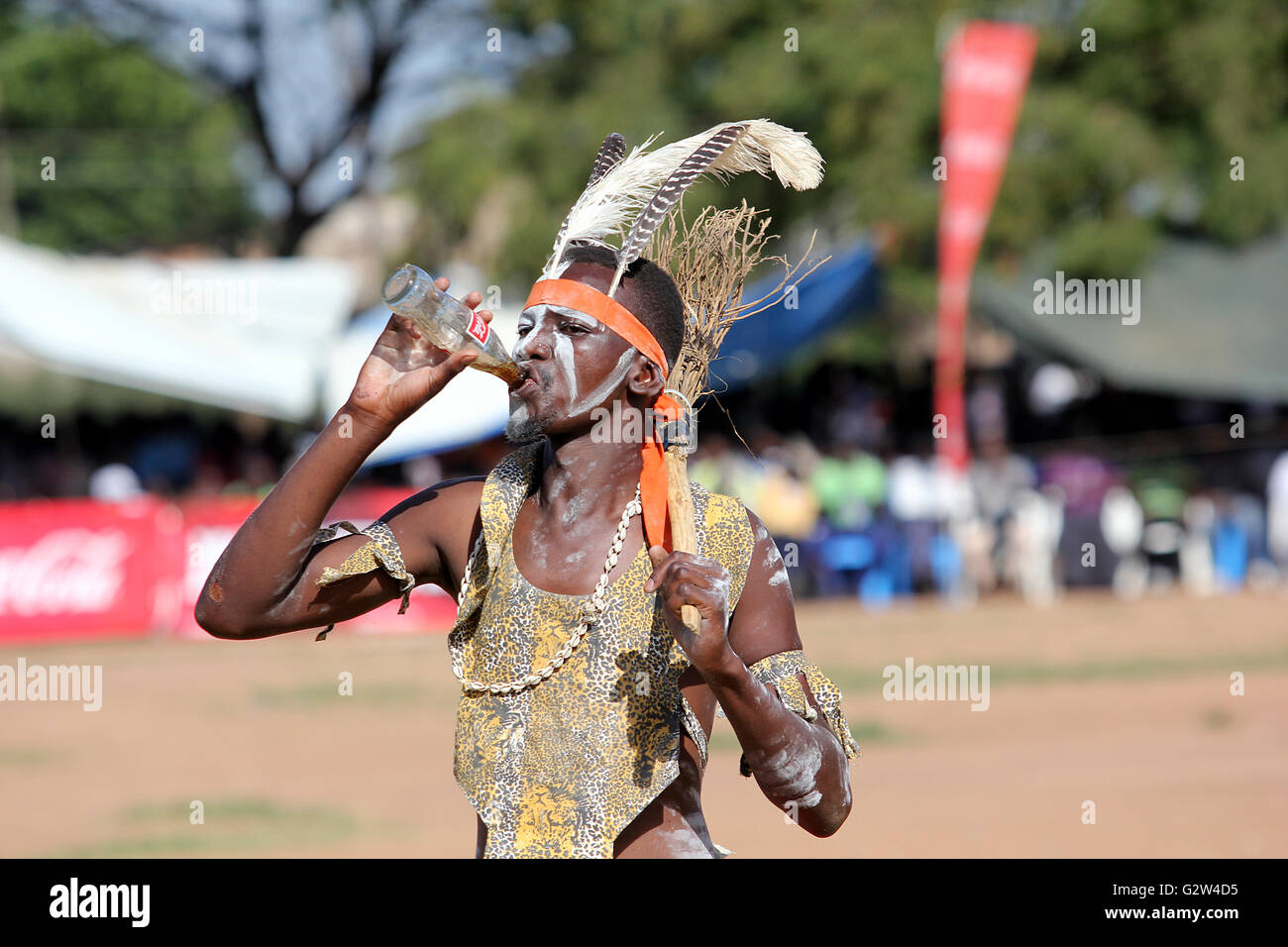 Traditional dancers entertain guests in Uganda. Music and dance are ...