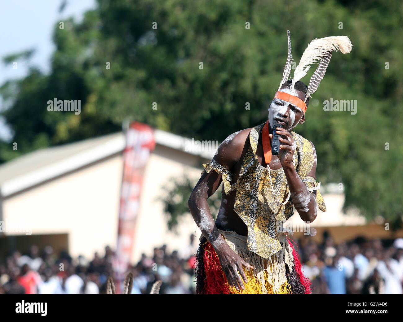 Traditional dancers entertain guests in Uganda. Music and dance are ...