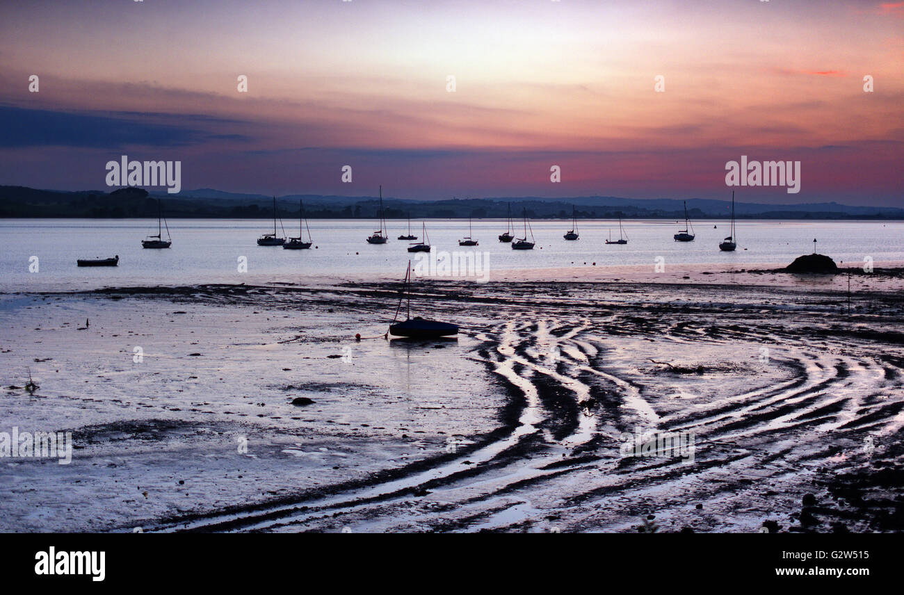 A sunset over the Exe Estuary, seen from Lympstone, Devon, UK Stock ...