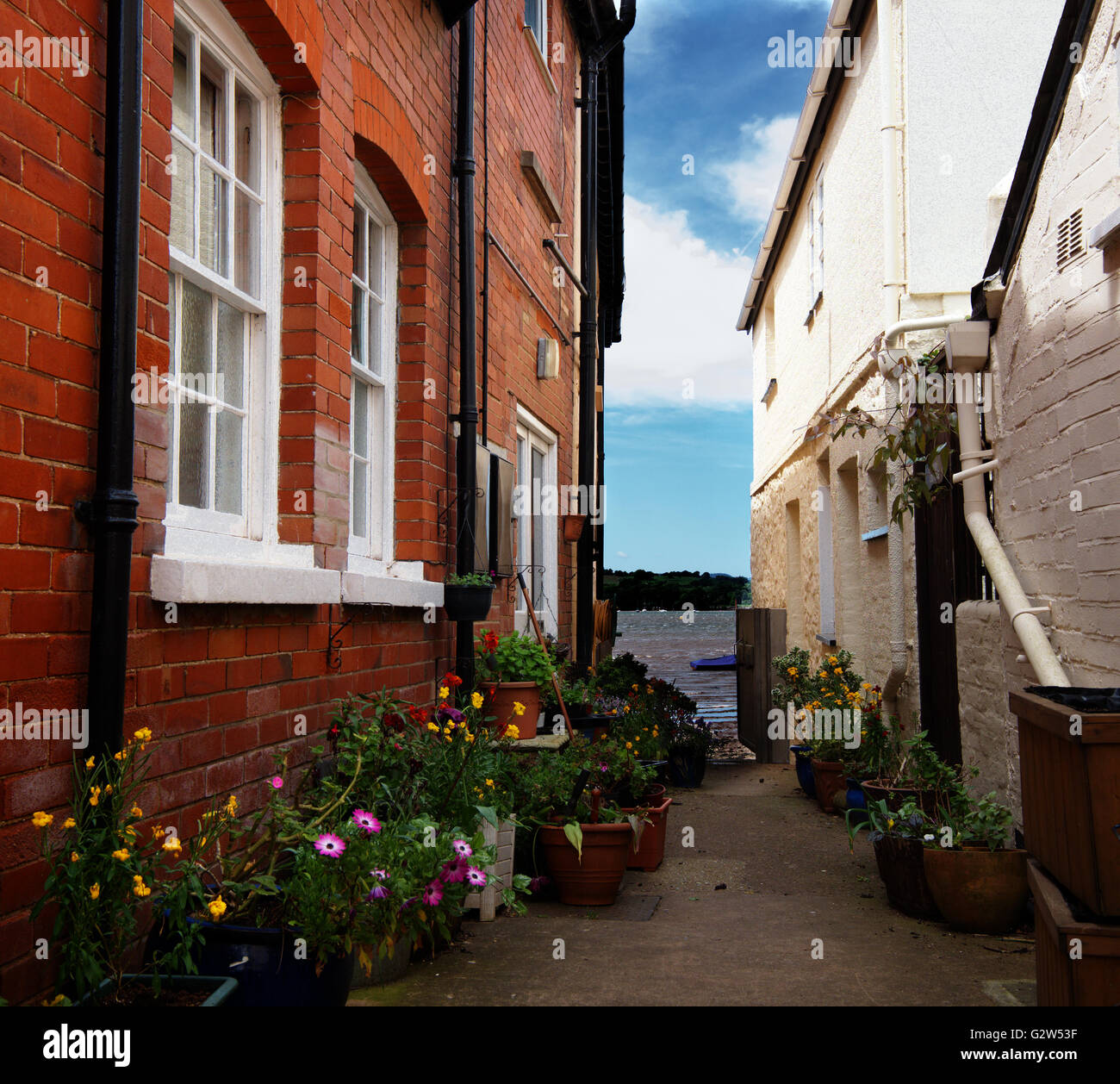 A pretty alleyway between houses in Lympstone Village, leading to the ...