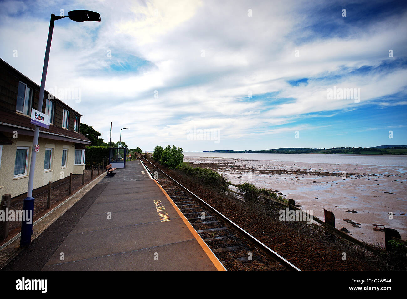 The platform at Exton (request stop), on the Avocet Line, in Devon ...