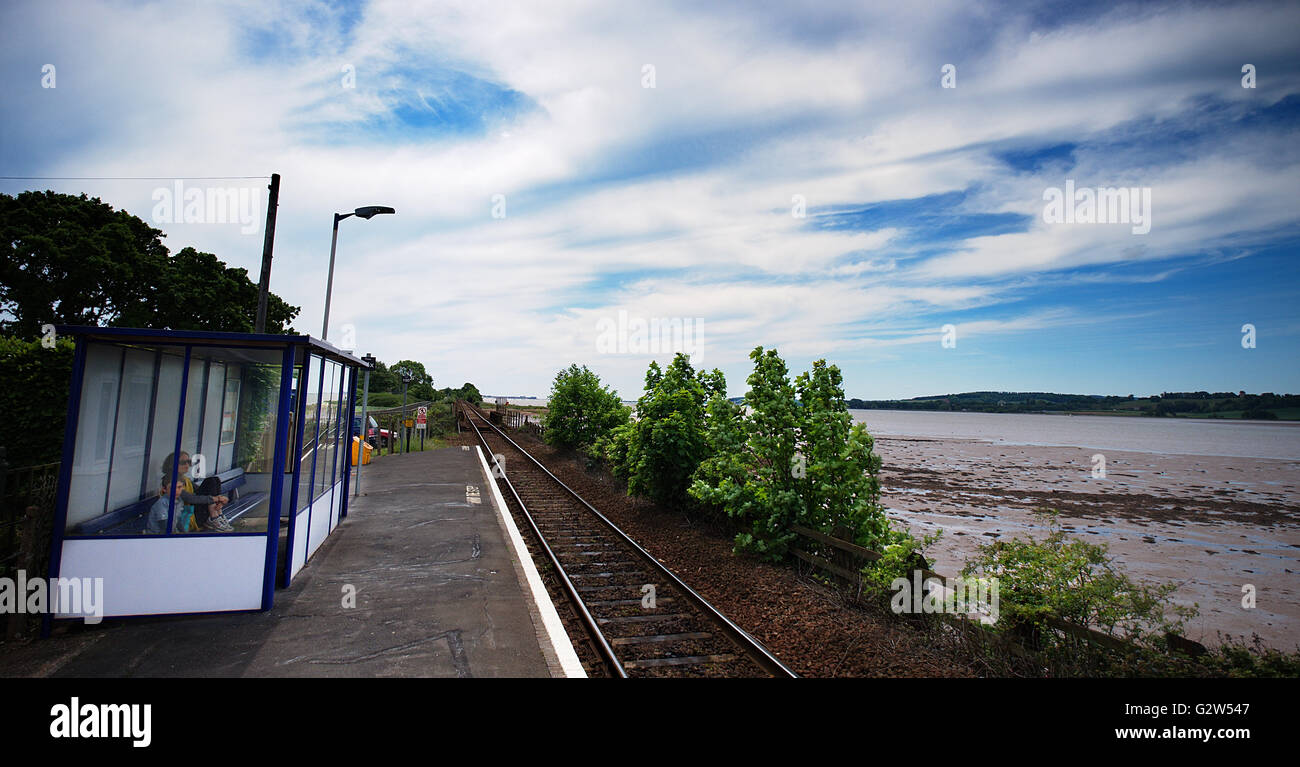 Exton (request stop) on the Avocet line in Devon, alongside the River ...