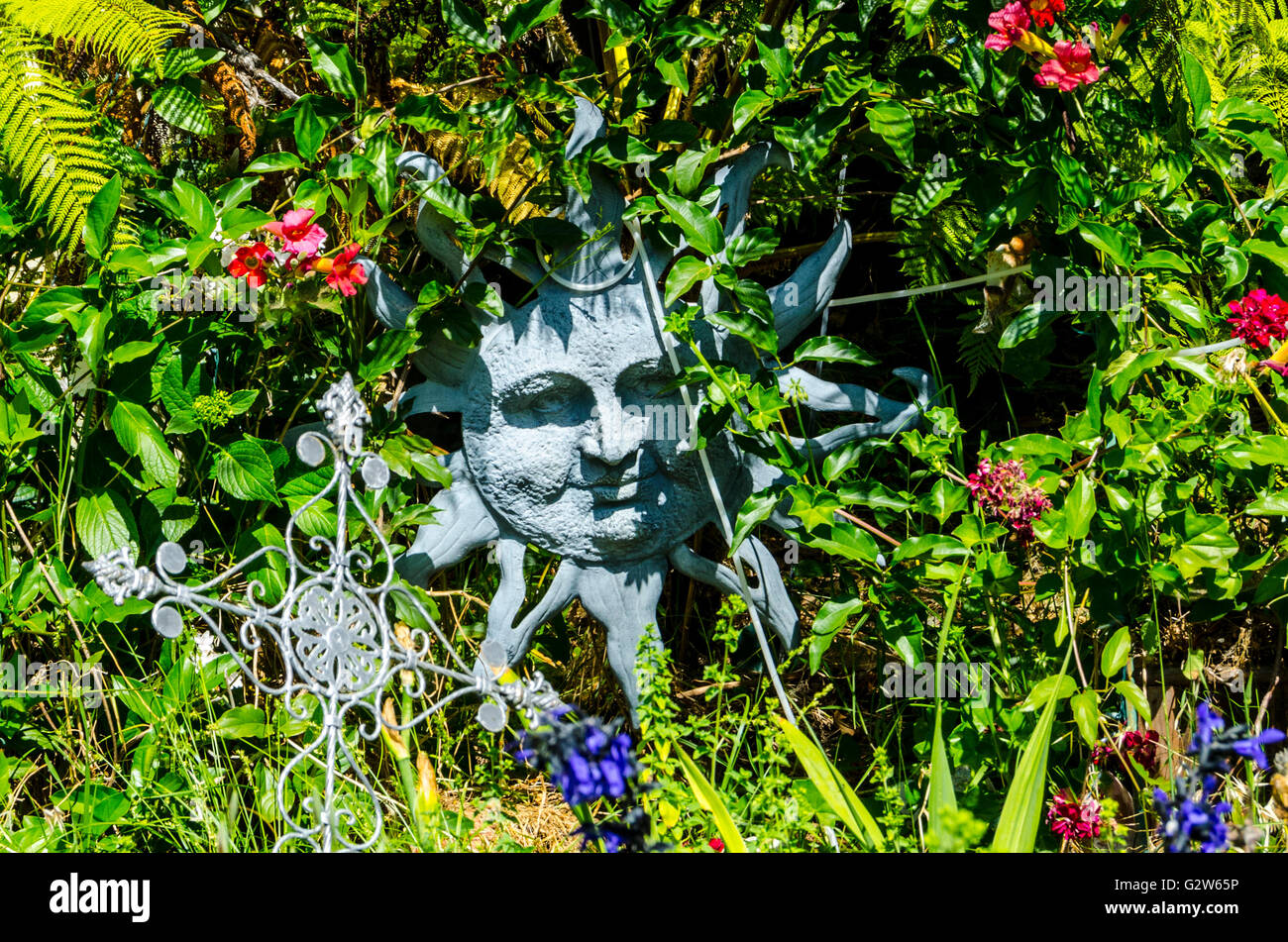A stylized sun in a garden display Stock Photo - Alamy