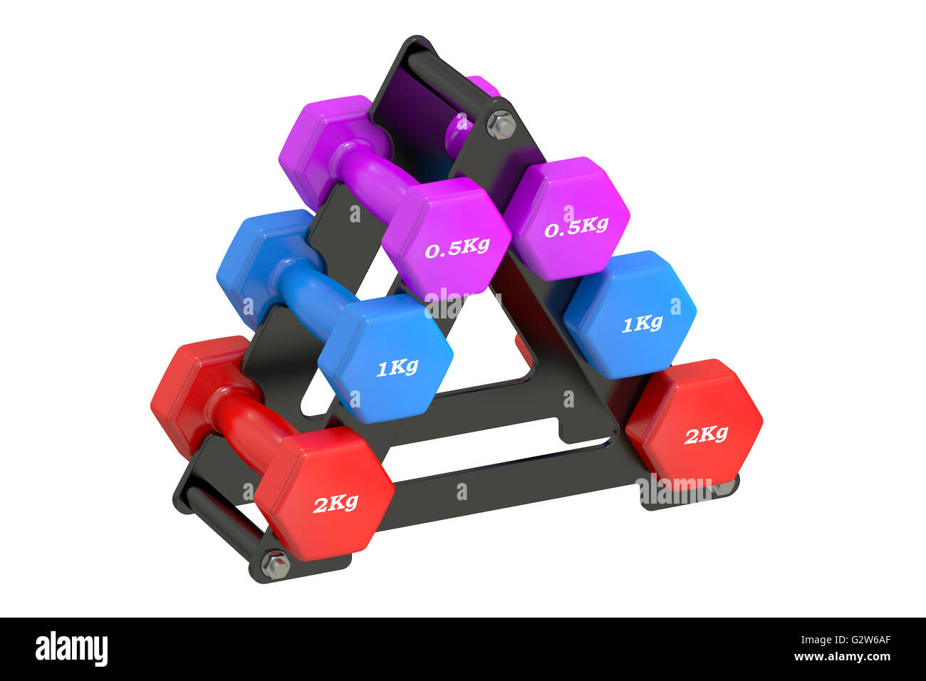 Dumbbell Set with Stand, 3D rendering isolated on white background ...