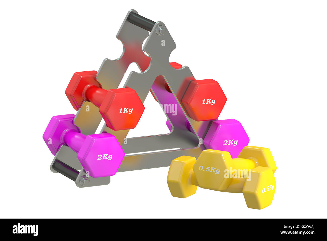 Dumbbells stack, 3D rendering isolated on white background Stock Photo ...