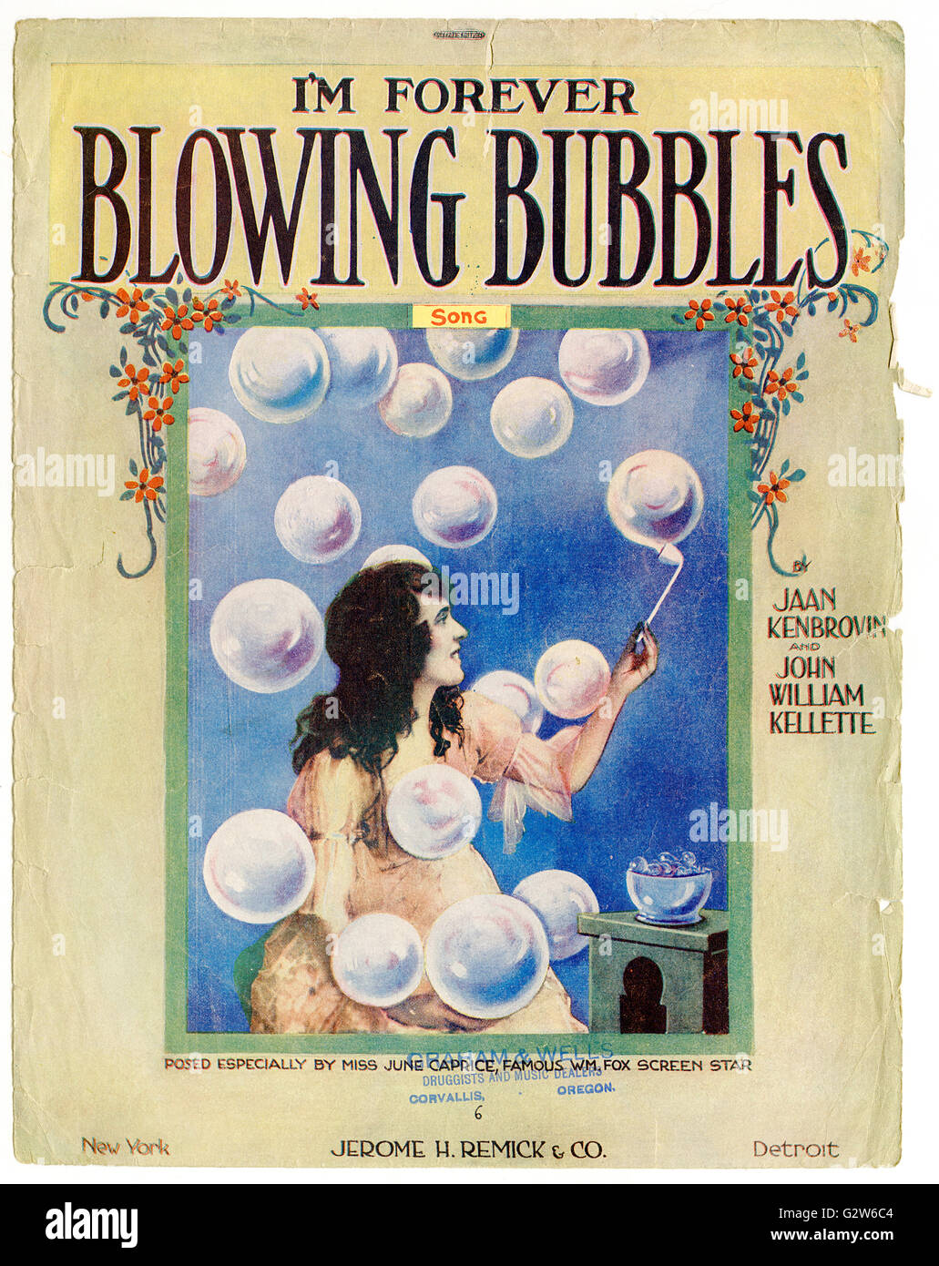 Piano sheet music cover of “I’m Forever Blowing Bubbles” by Jaan Kenbrovin and John William ...