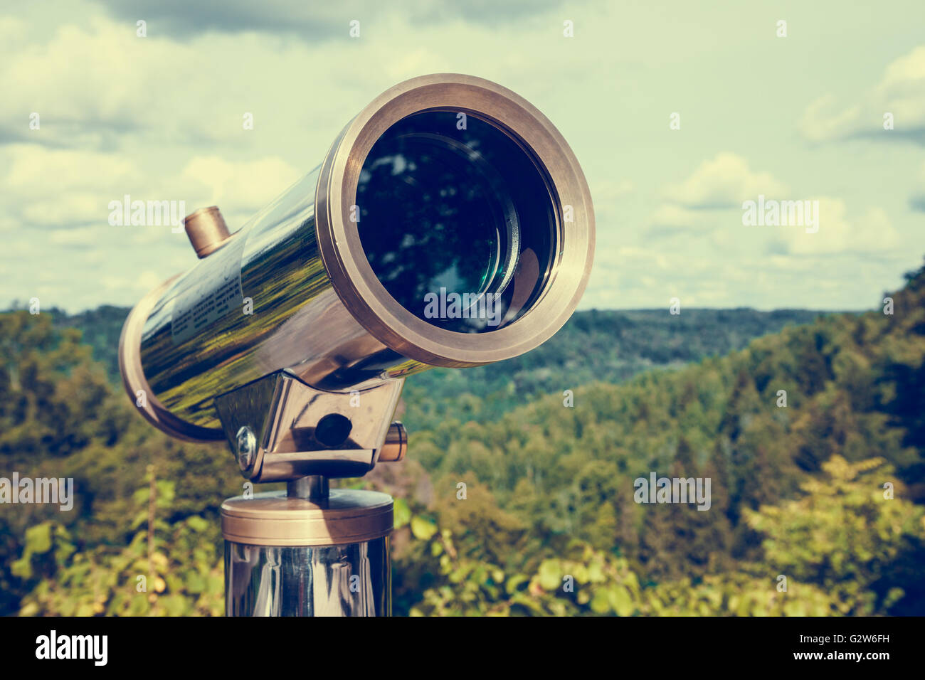 Tourist telescope for landscape exploring Stock Photo - Alamy