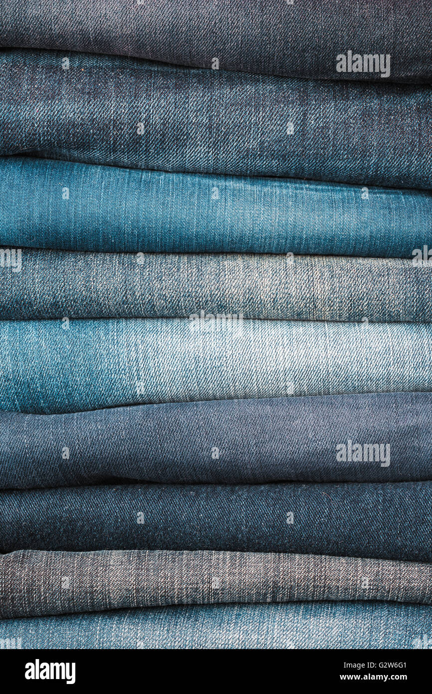 Stacked jeans closeup Stock Photo - Alamy