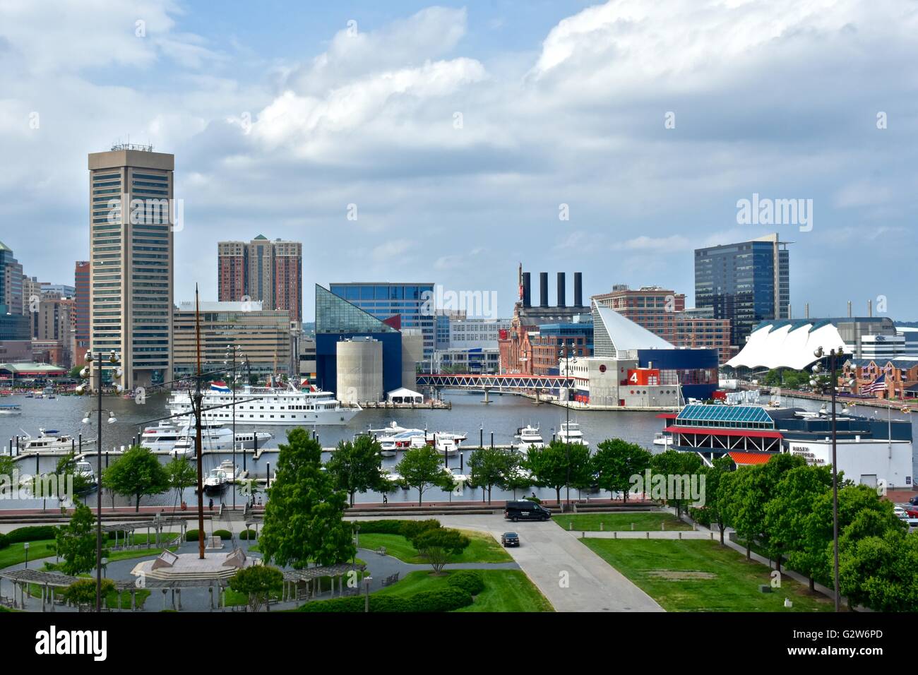 The beautiful architecture and landscape of the Baltimore inner harbor ...