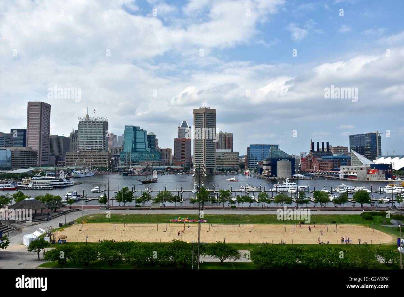 The beautiful architecture and landscape of the Baltimore inner harbor ...