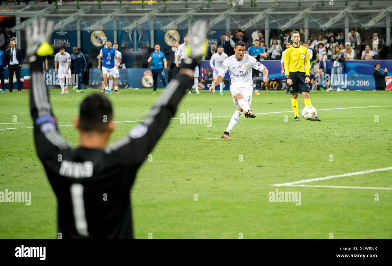 Milan, Italy. 28th May, 2016. Real's Cristiano Ronaldo in action as ...