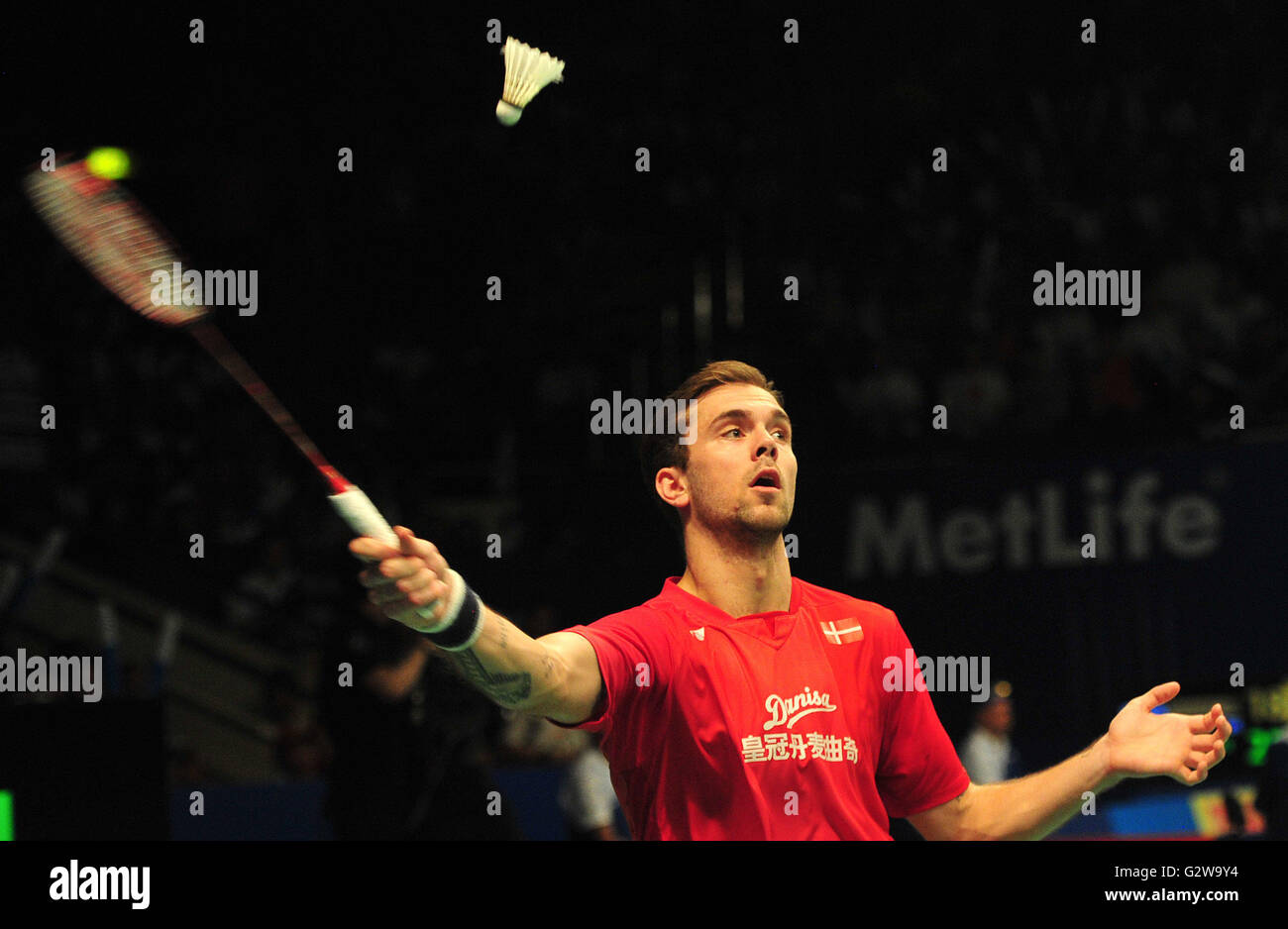 Jakarta, Indonesia. 3rd June, 2016. Jan O Jorgensen of Denmark competes ...