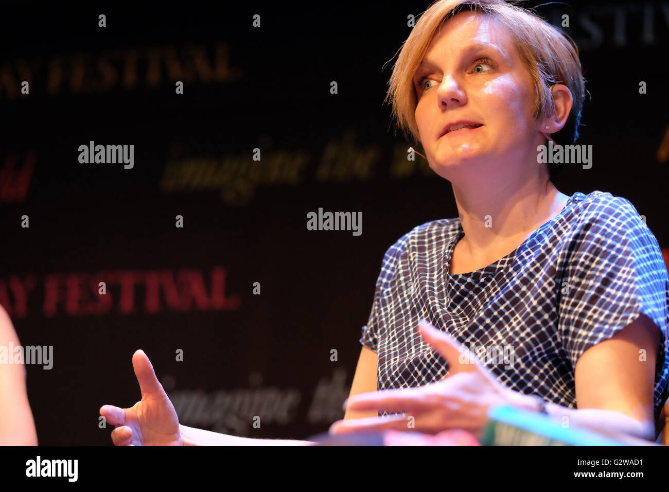 Hay Festival, Wales, UK - June 2016 - Author Hayley Long on stage ...