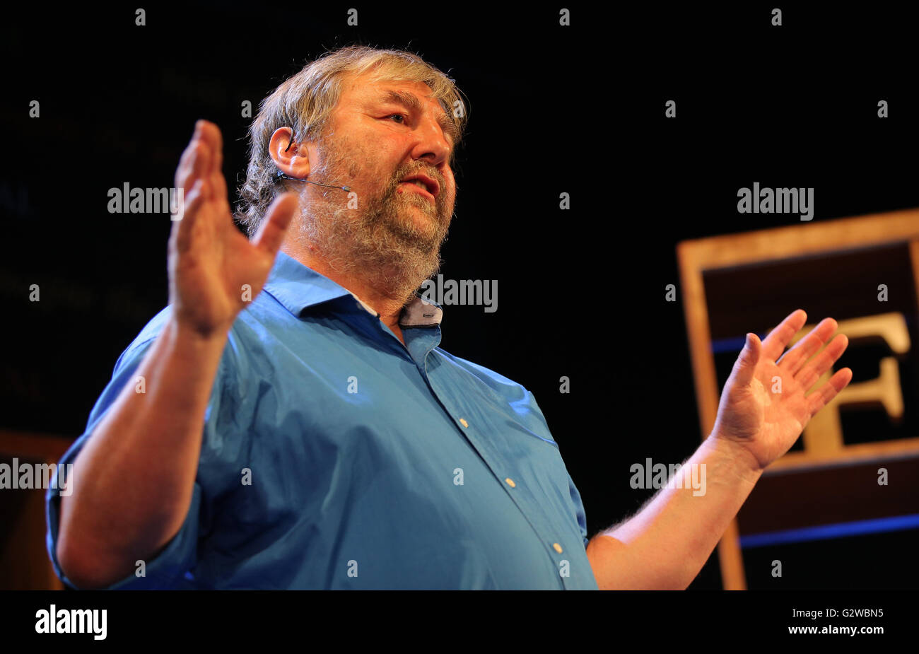 Hay on Wye. Friday 03 June 2016 Mike Parker Pearson at the Hay Festival ...