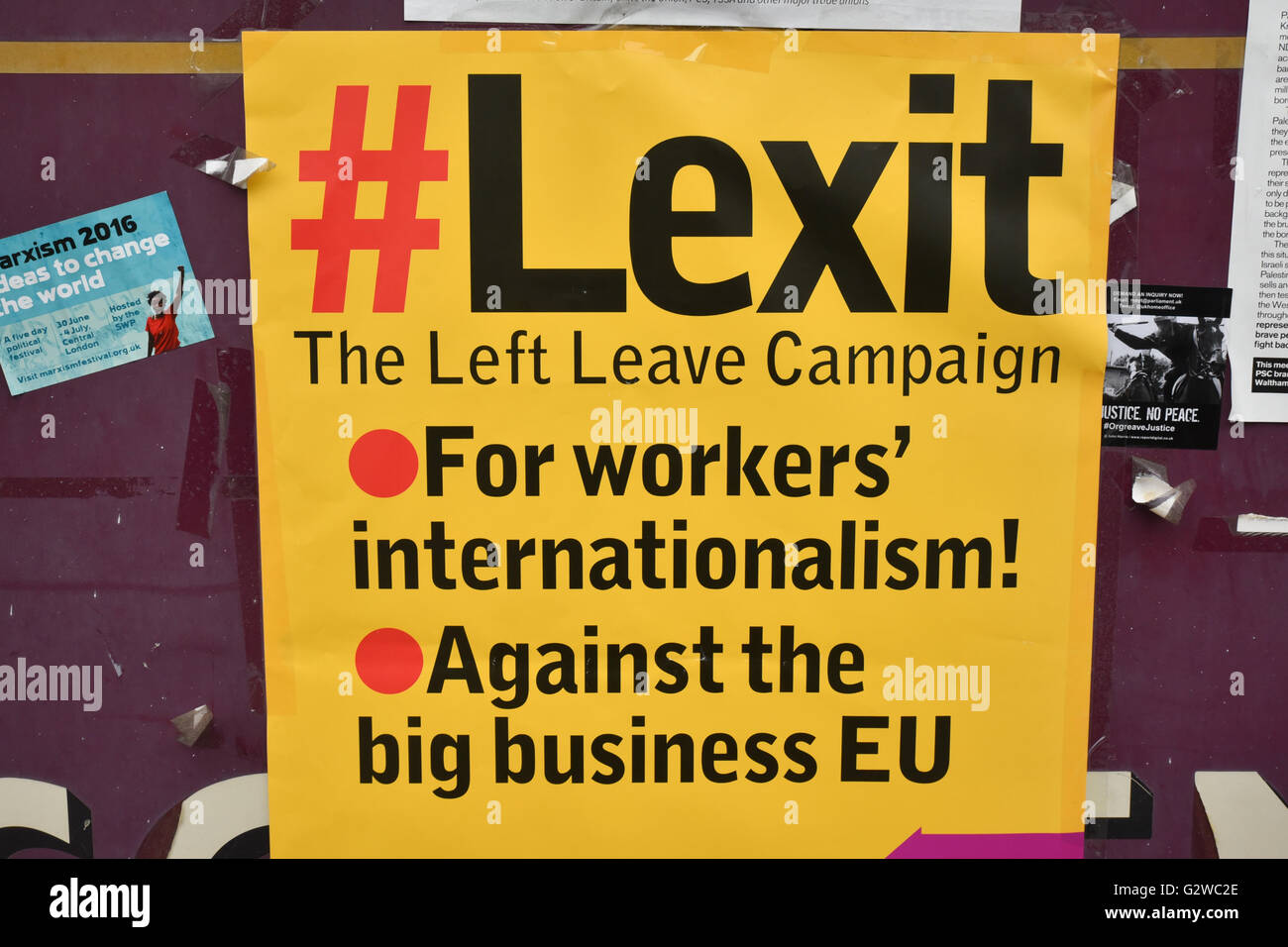 Seven Sisters, London, UK. 3rd June 2016. Posters for Lexit, Left Leave ...