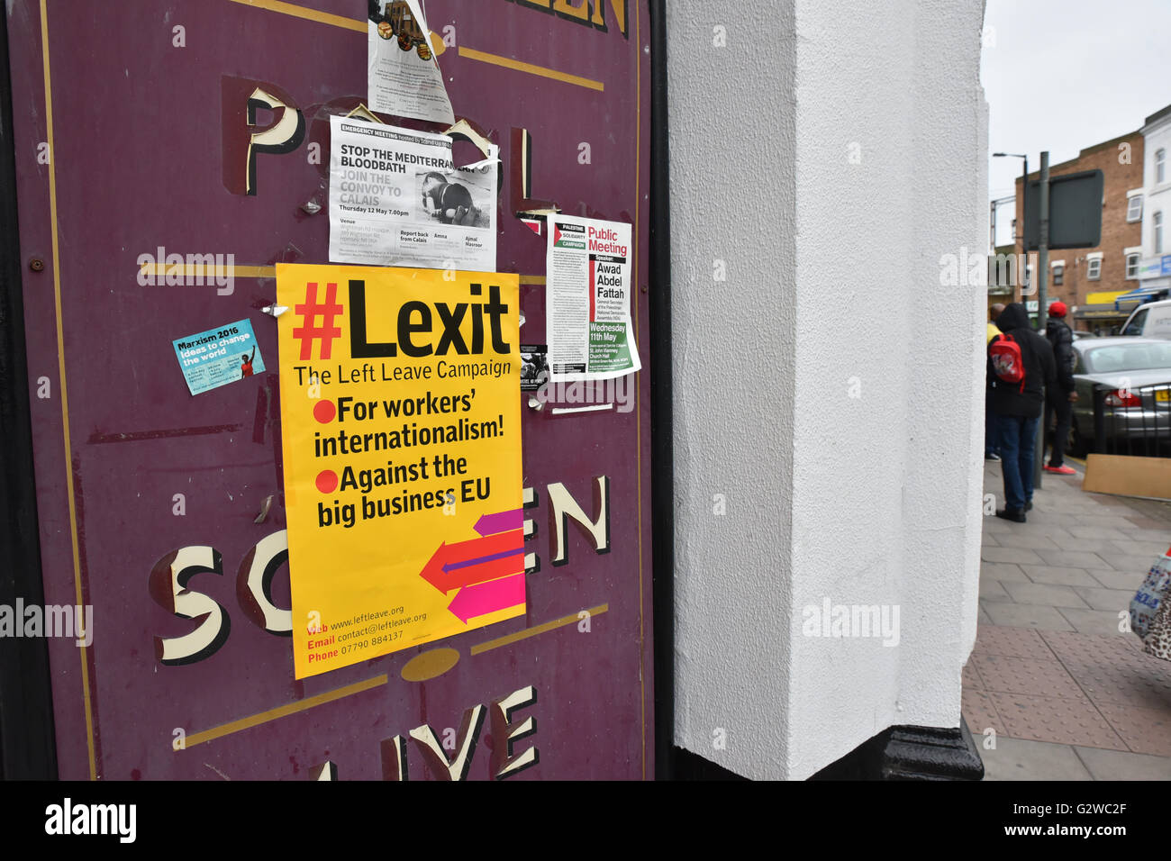 Seven Sisters, London, UK. 3rd June 2016. Posters for Lexit, Left Leave ...