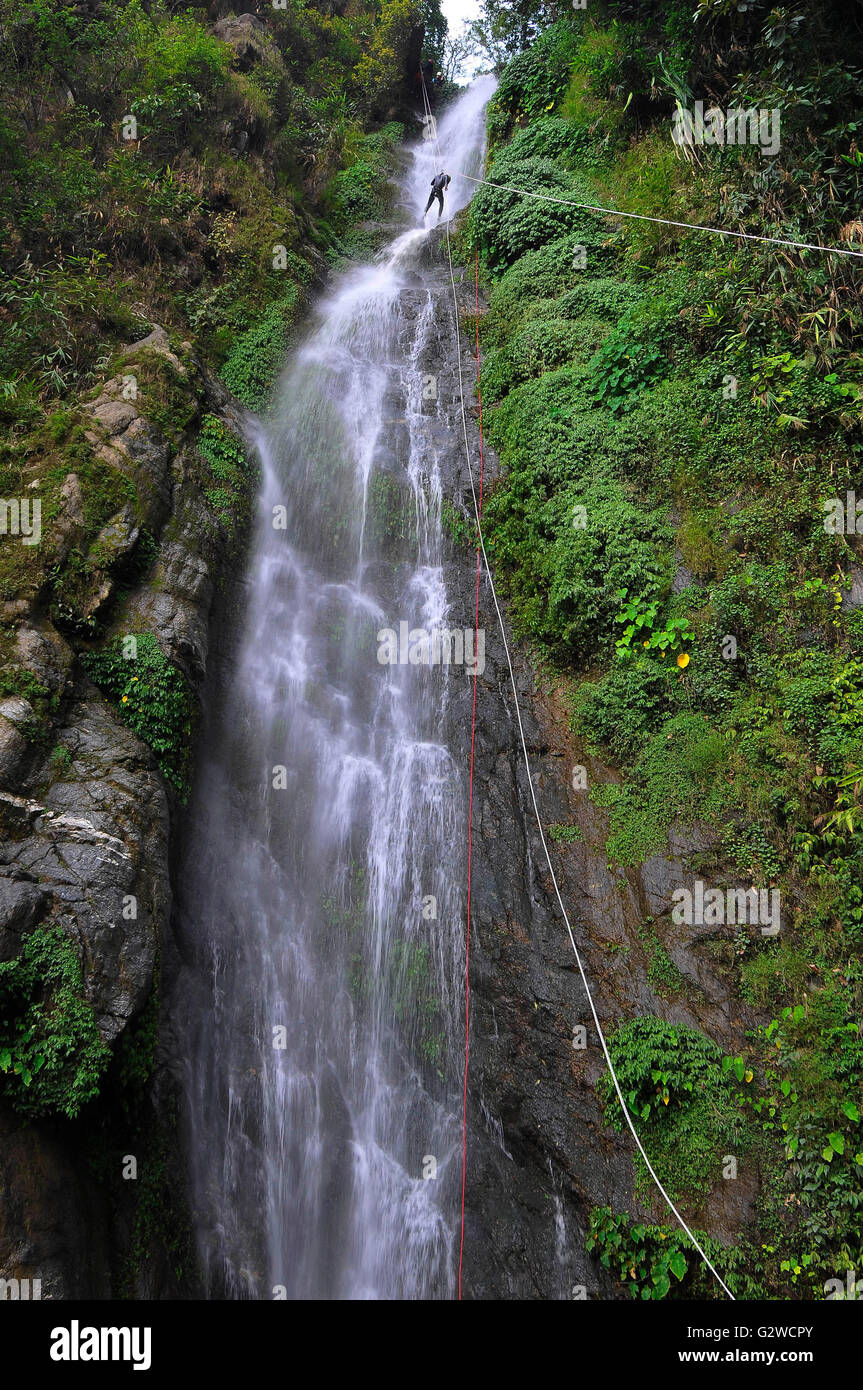 Kathmandu, Nepal. 03rd June, 2016. Canyoning sports Enthusiast playing ...