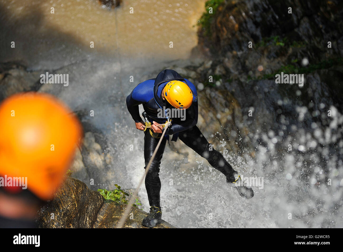 Kathmandu, Nepal. 03rd June, 2016. Canyoning sports Enthusiast playing ...