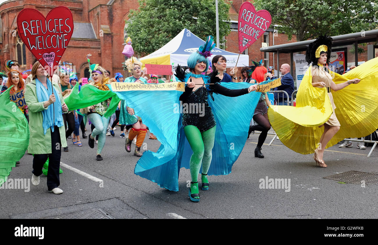 Brighton UK 4th June 2016 - Dancers and performers from the Hummingbird ...