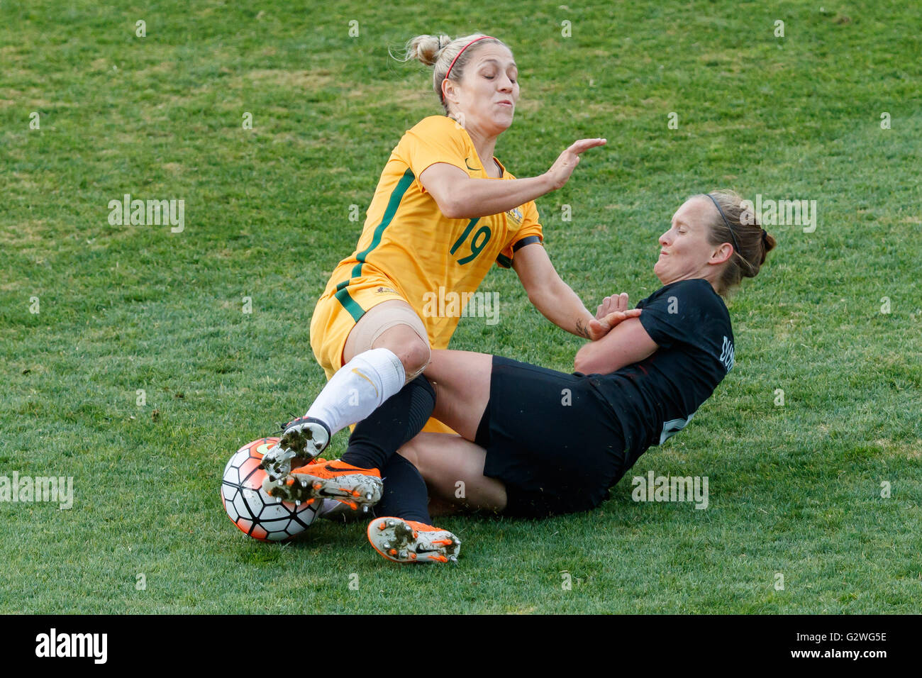 Ballarat. 4th June, 2016. KATRINA GORRY (19) of Australia and KATIE ...
