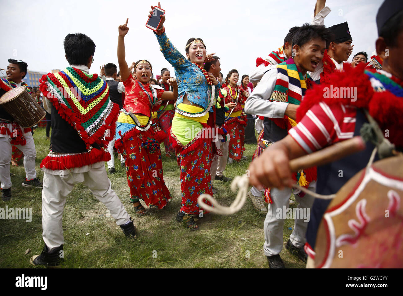Kathmandu, Nepal. 4th June, 2016. Nepalese natives dressed in ...