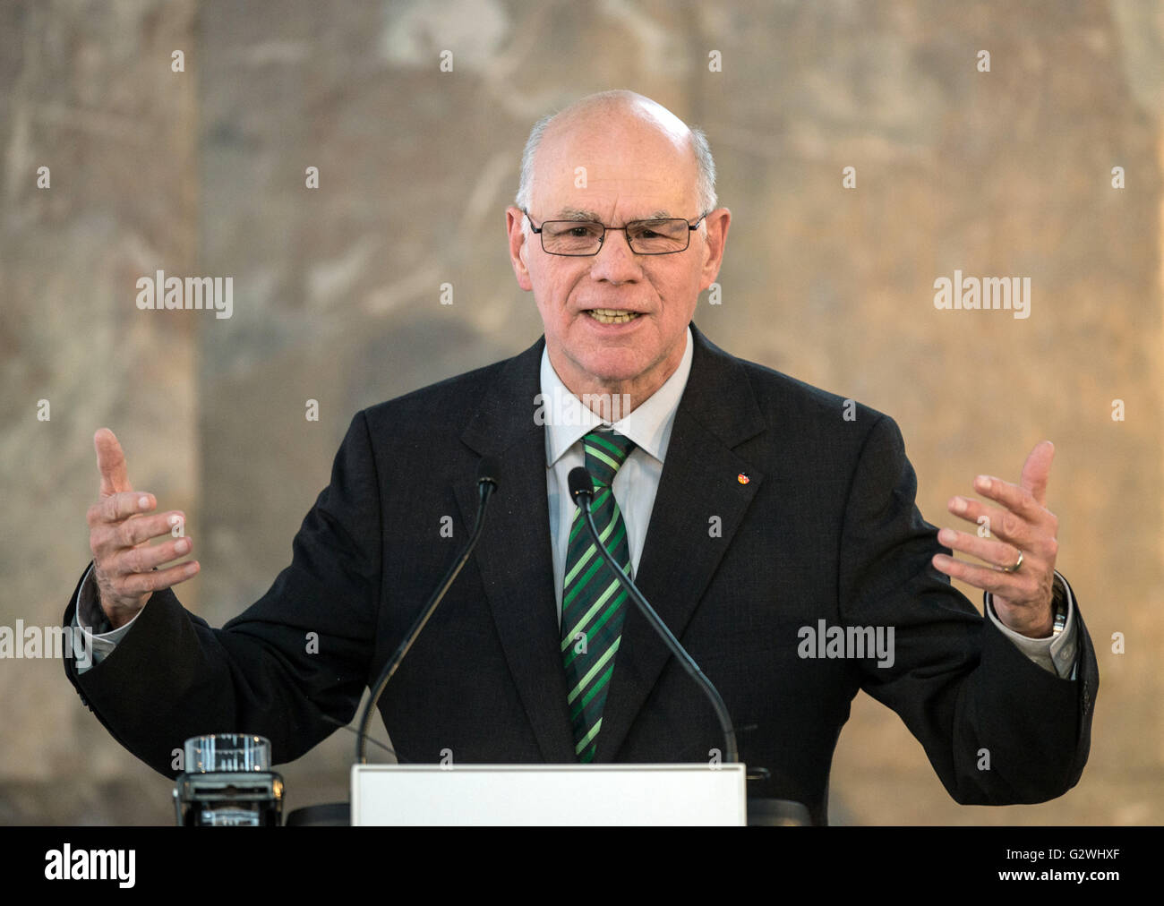 Presiding officer of the German parliament Norbert Lammert gestures ...