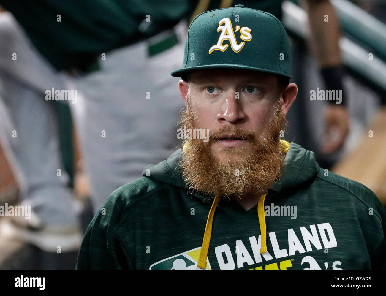 Houston, TX, USA. 3rd June, 2016. Oakland Athletics relief pitcher Sean ...