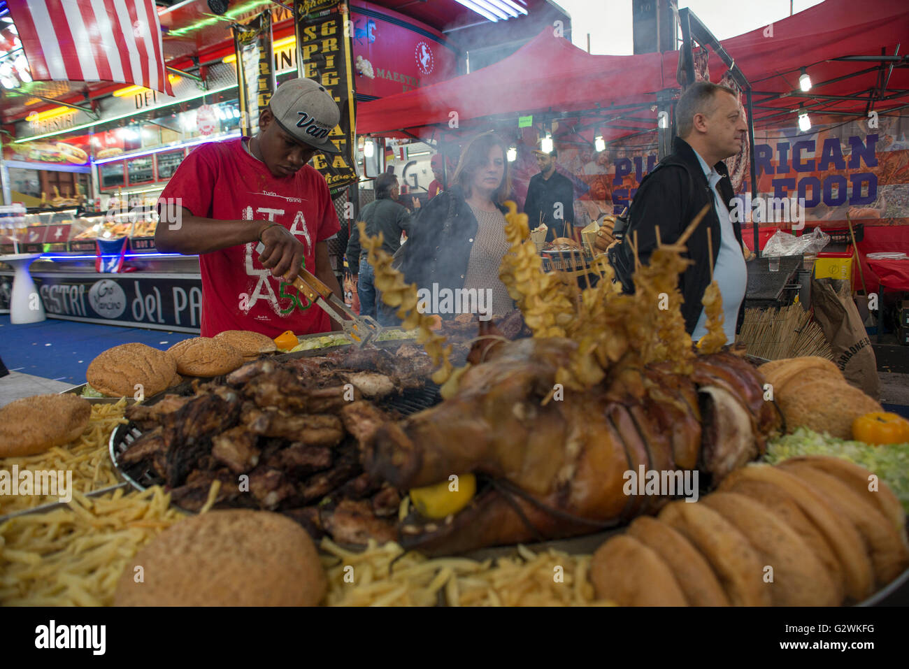 Turin, Italy-June 4: International Street Food, fair dedicated food ...