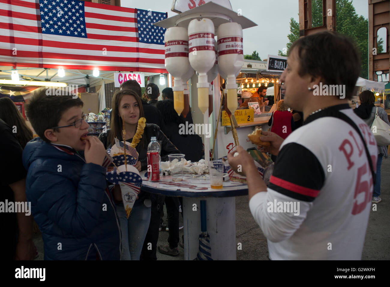 Turin, Italy-June 4: International Street Food, fair dedicated food ...