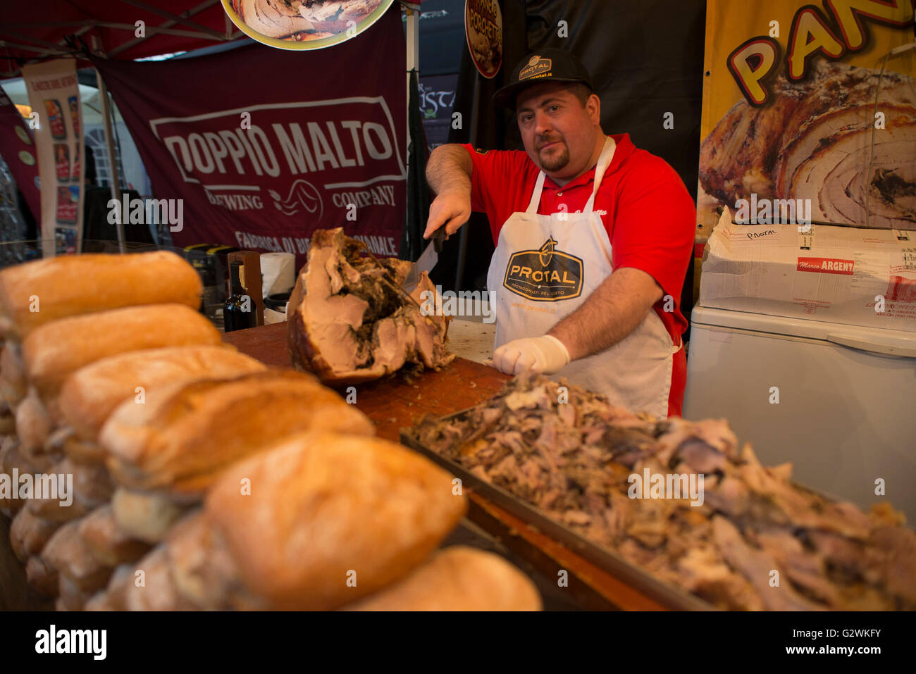 Turin, Italy-June 4: International Street Food, fair dedicated food ...