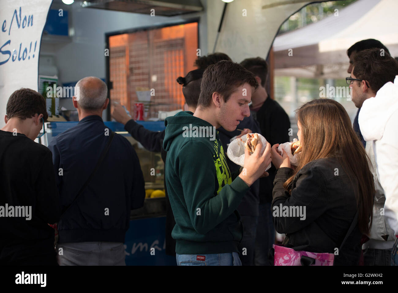 Turin, Italy-June 4: International Street Food, fair dedicated food ...