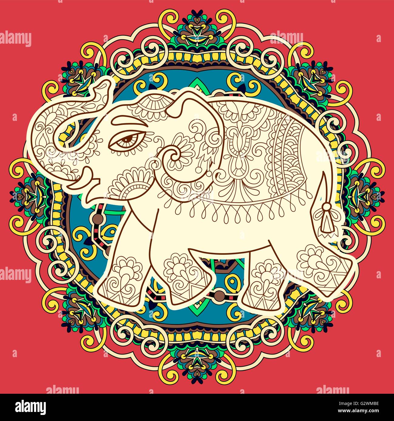 Colorful Tribal Elephant Drawing