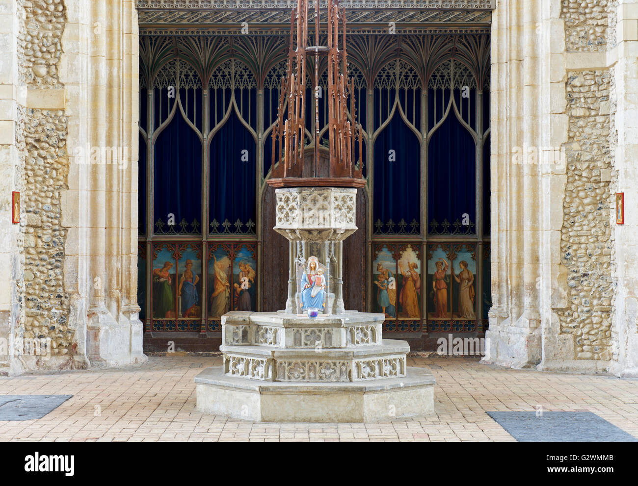 The font in St Mary's Church, in the village of Worstead, Norfolk ...