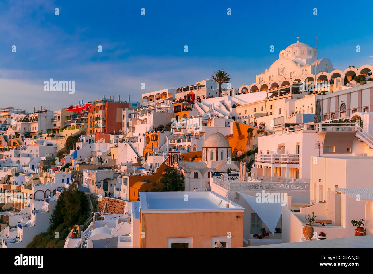 Fira at sunset, Santorini, Greece Stock Photo - Alamy