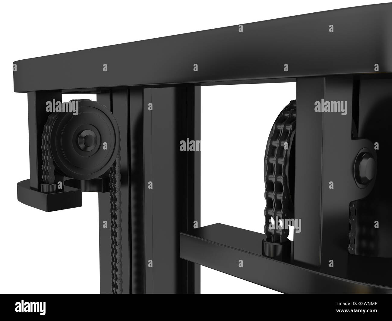 top loader mechanism of the forklift and chain drive. 3d rendering ...