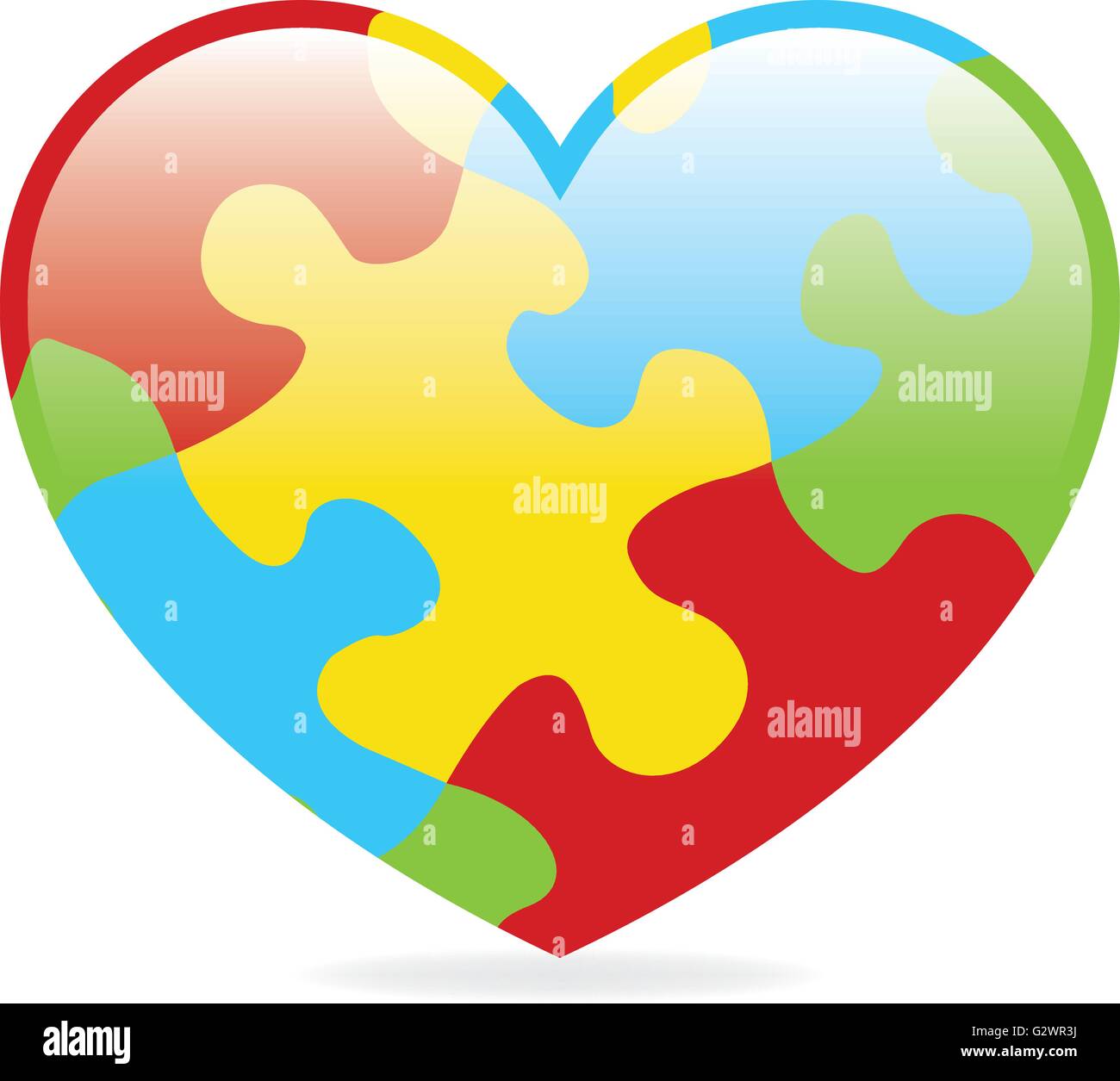 A colorful heart made of symbolic autism puzzle pieces Stock Vector ...