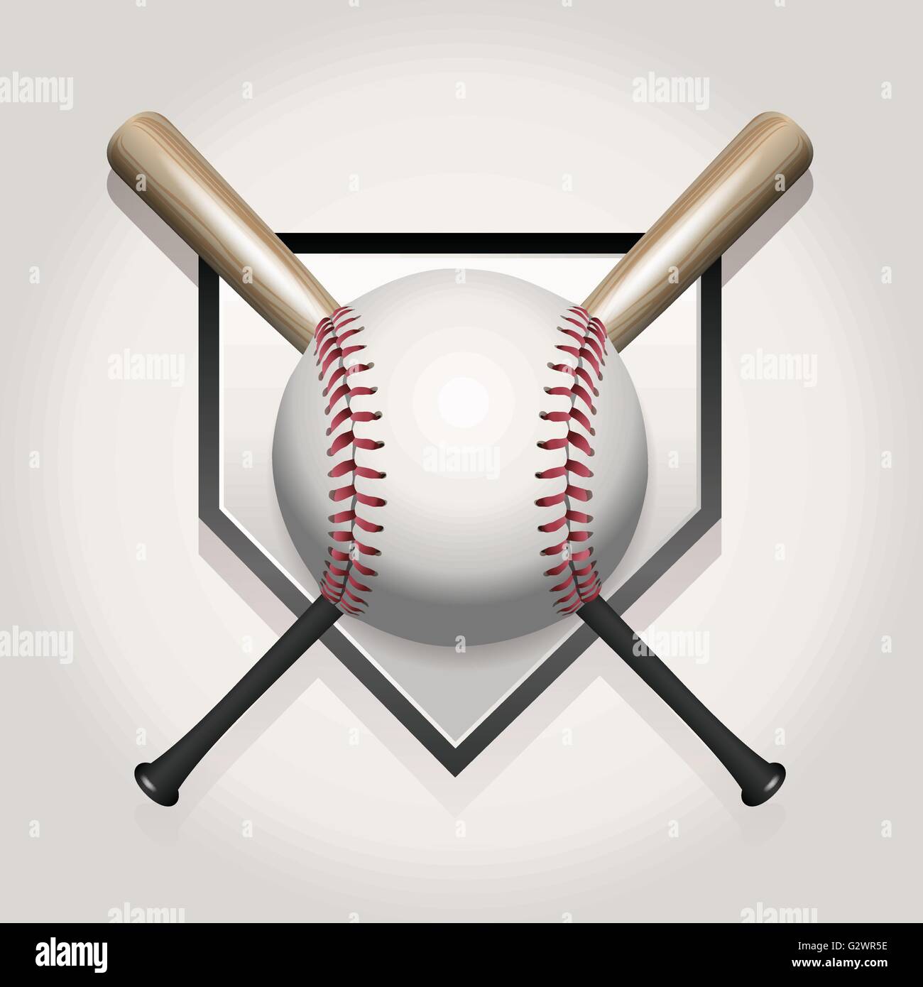 A baseball illustration made for a ball and two crossed bats over home ...