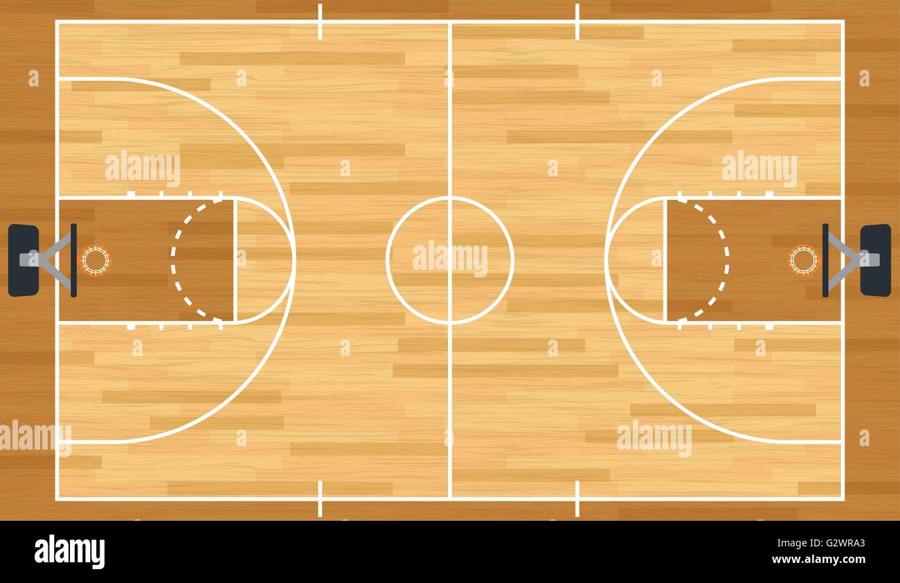 A realistic vector hardwood textured basketball court. EPS 10. File ...