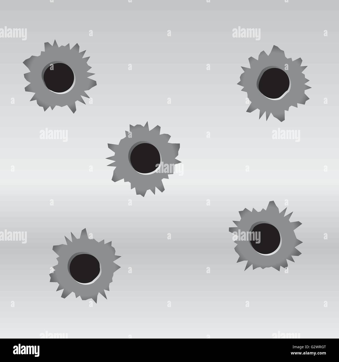 A set of 5 bullet holes on a metal background. Vector EPS 10 file ...