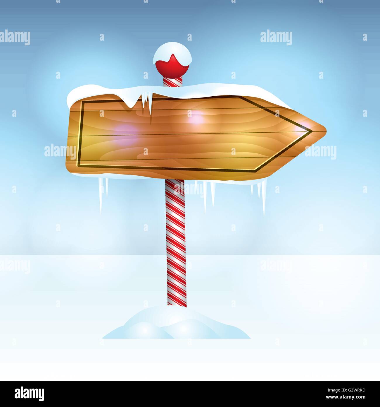 A Christmas holiday wooden sign in snow illustration. Vector EPS 10 ...