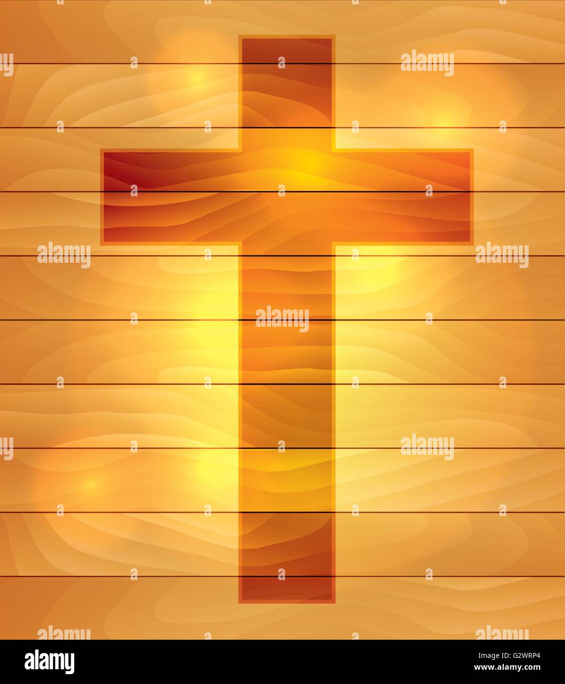An illustration of a cross over top of wooden boards. Vector EPS 10 ...