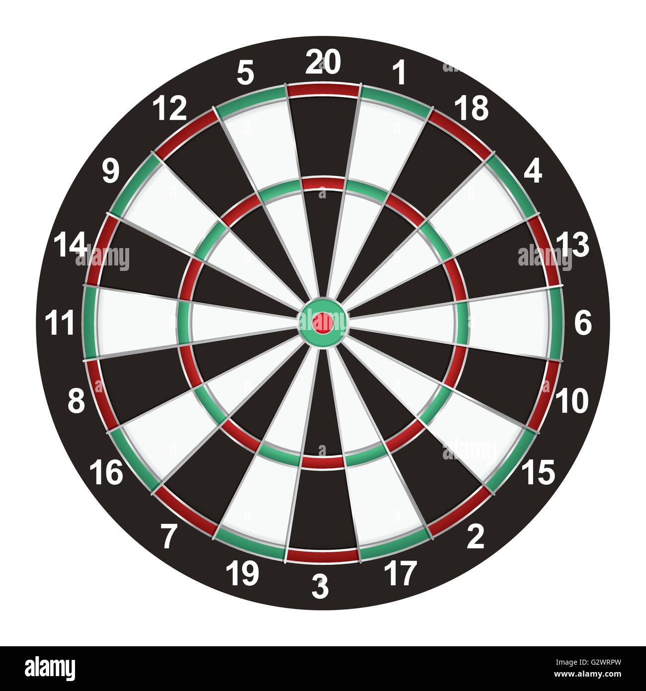 A realistic dart board isolated on a white background illustration ...