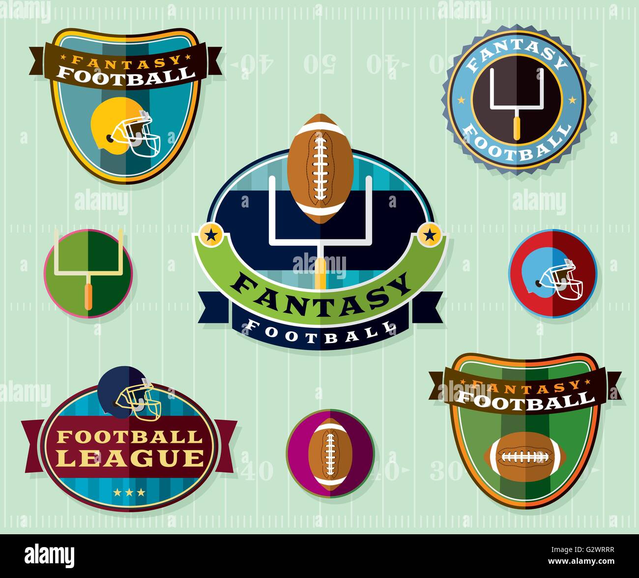 A set of American Fantasy Football emblems and badges illustration ...