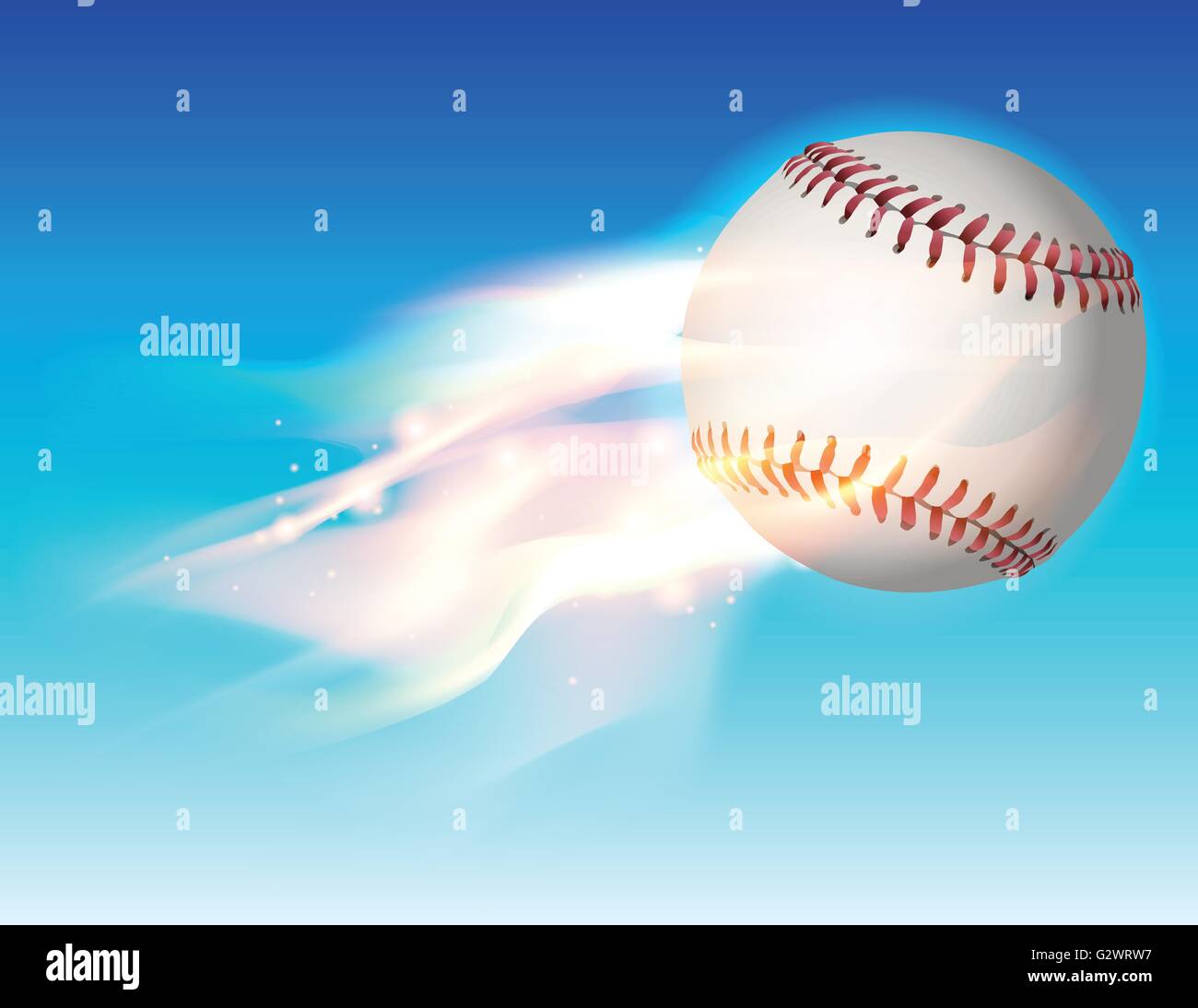 An illustration of a flaming baseball flying through the sky. Vector ...